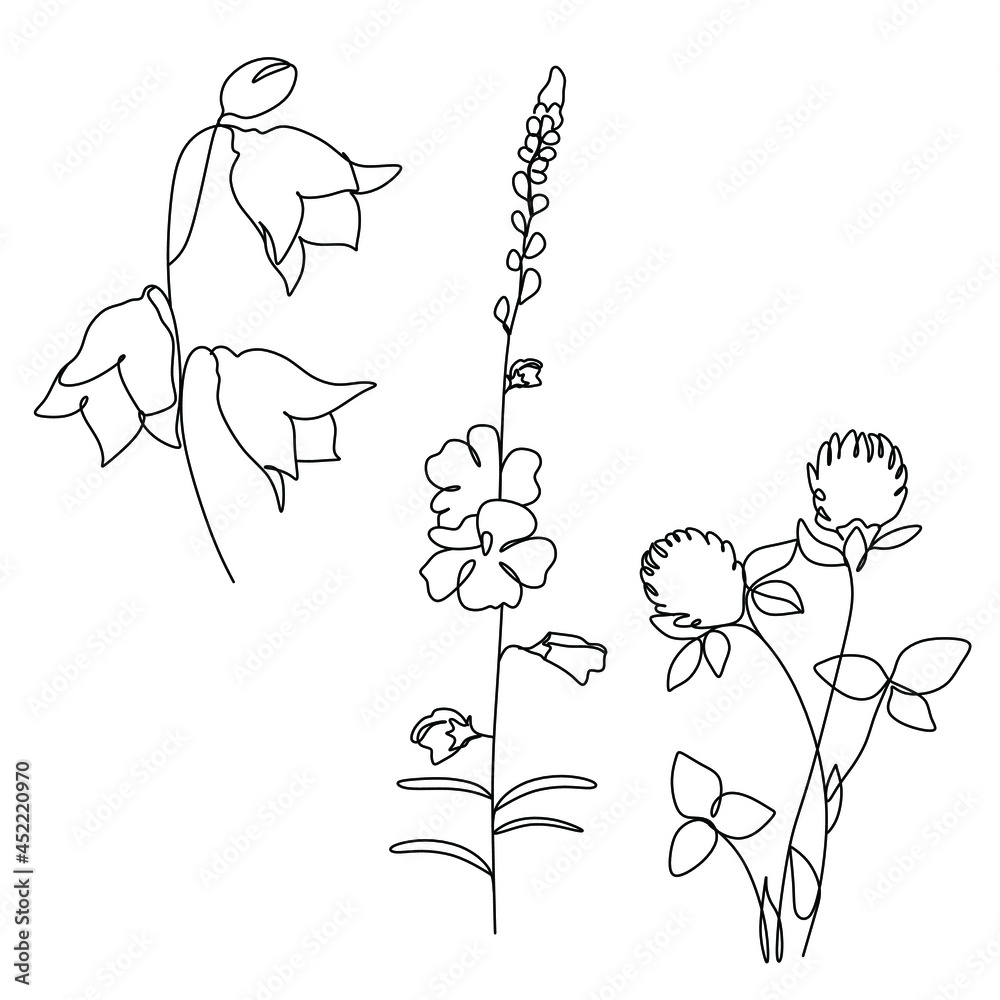 Abstract plant one line drawing. Hand drawn modern minimalistic design ...