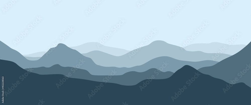 Blue mountain layers landscape illustration good for background, banner ...