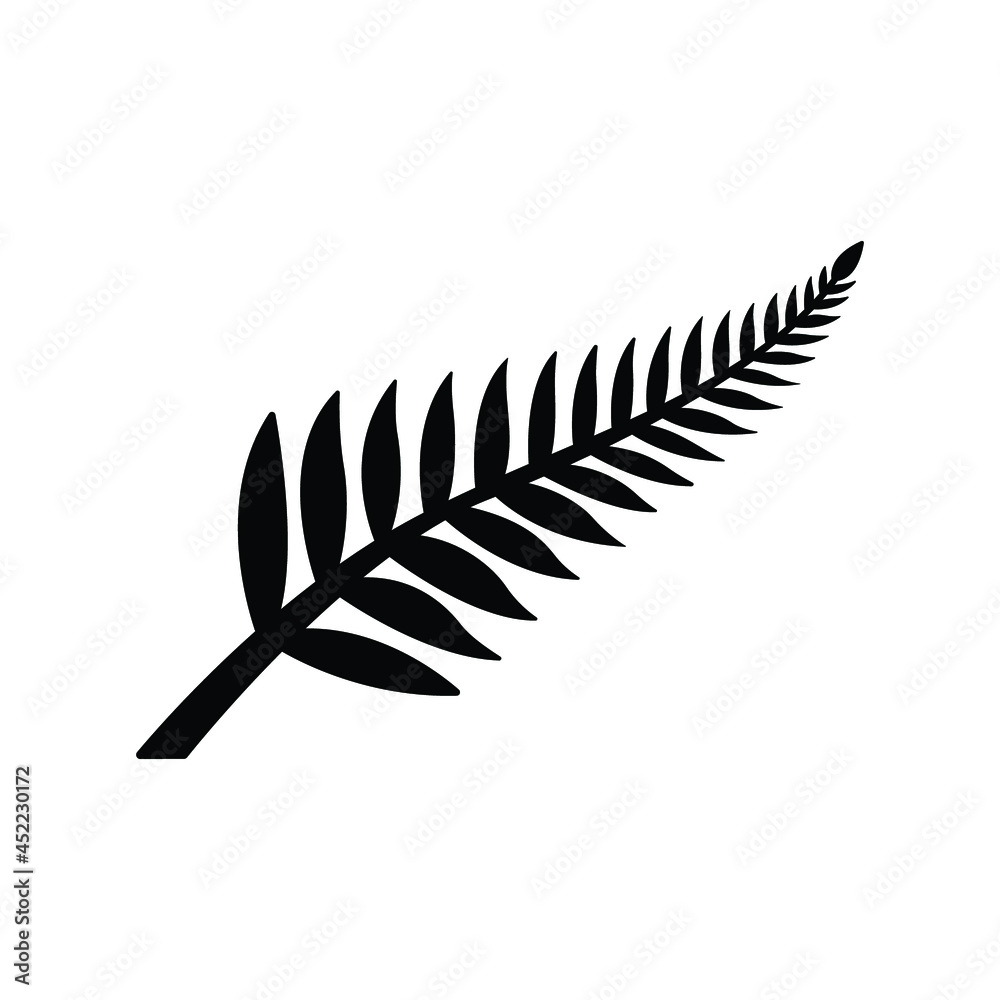 Fern glyph icon. Simple solid style. Leaf, logo, nz, kiwi, maori ...