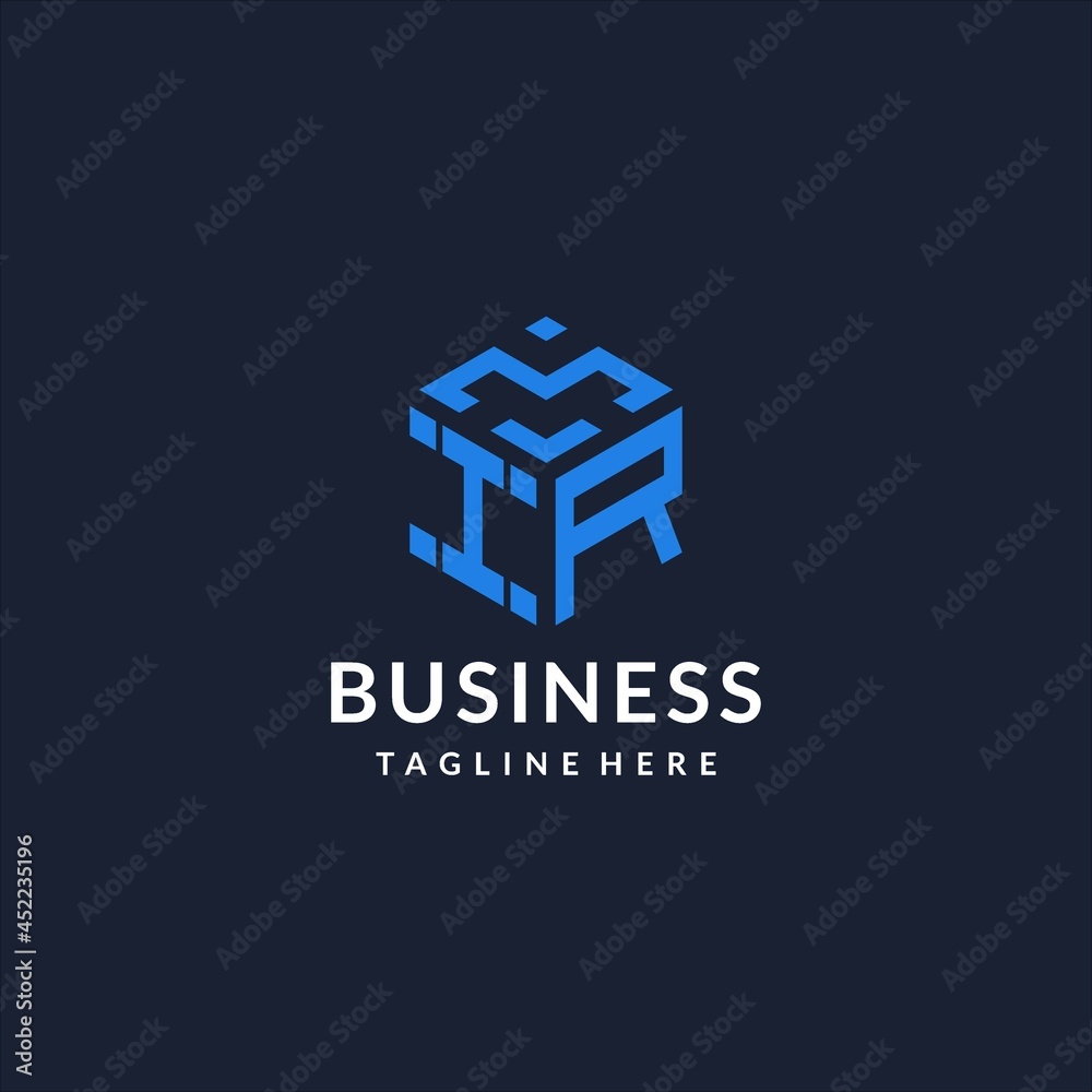 IR logo hexagon designs, best monogram initial logo with hexagonal ...