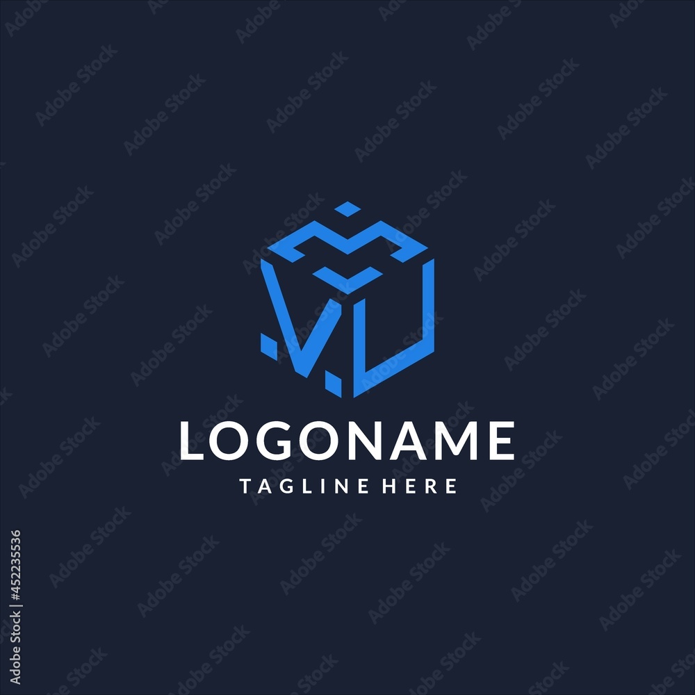 VU logo hexagon designs, best monogram initial logo with hexagonal ...