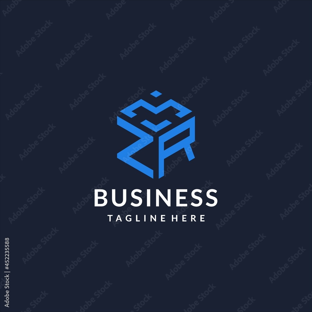 ZR logo hexagon designs, best monogram initial logo with hexagonal shape design ideas Stock ...