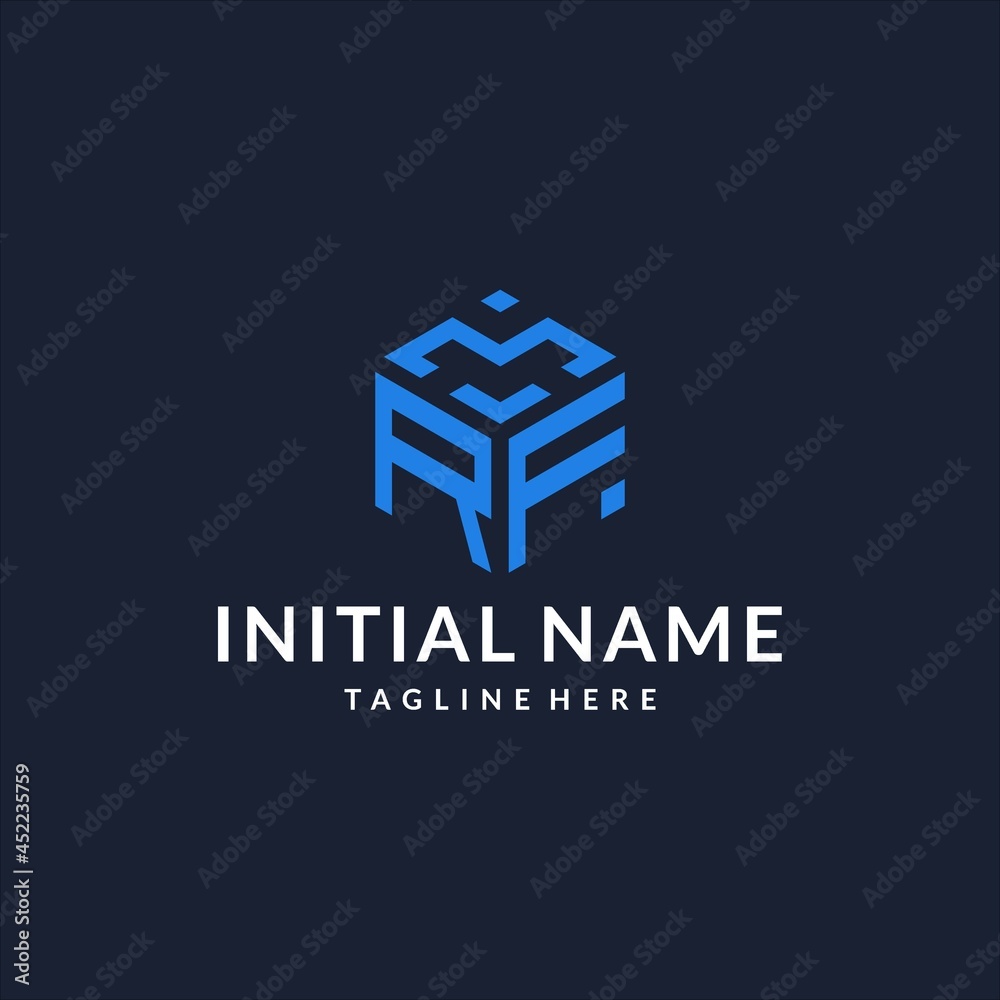 RF logo hexagon designs, best monogram initial logo with hexagonal shape design ideas Stock ...