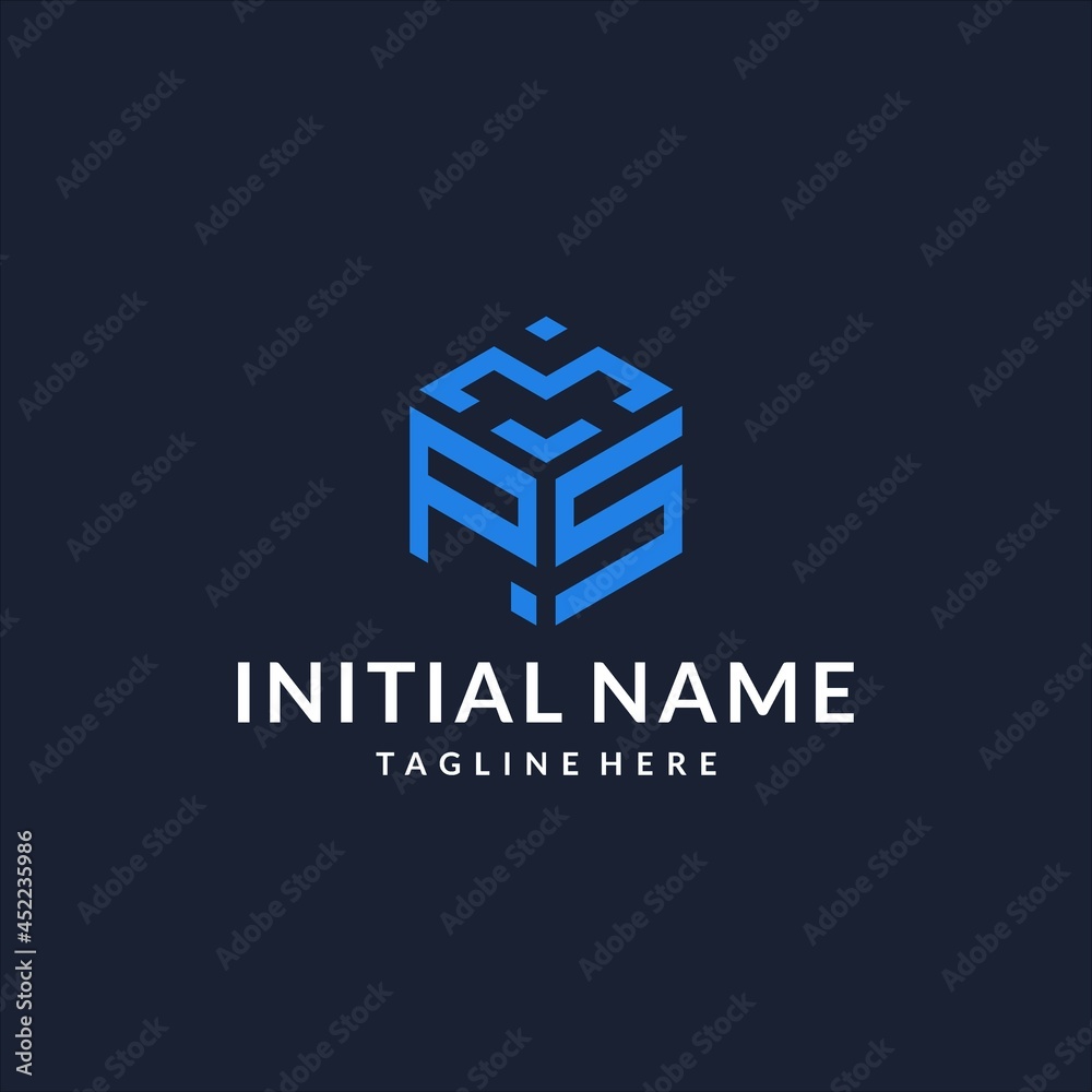 PS logo hexagon designs, best monogram initial logo with hexagonal shape design ideas Stock ...