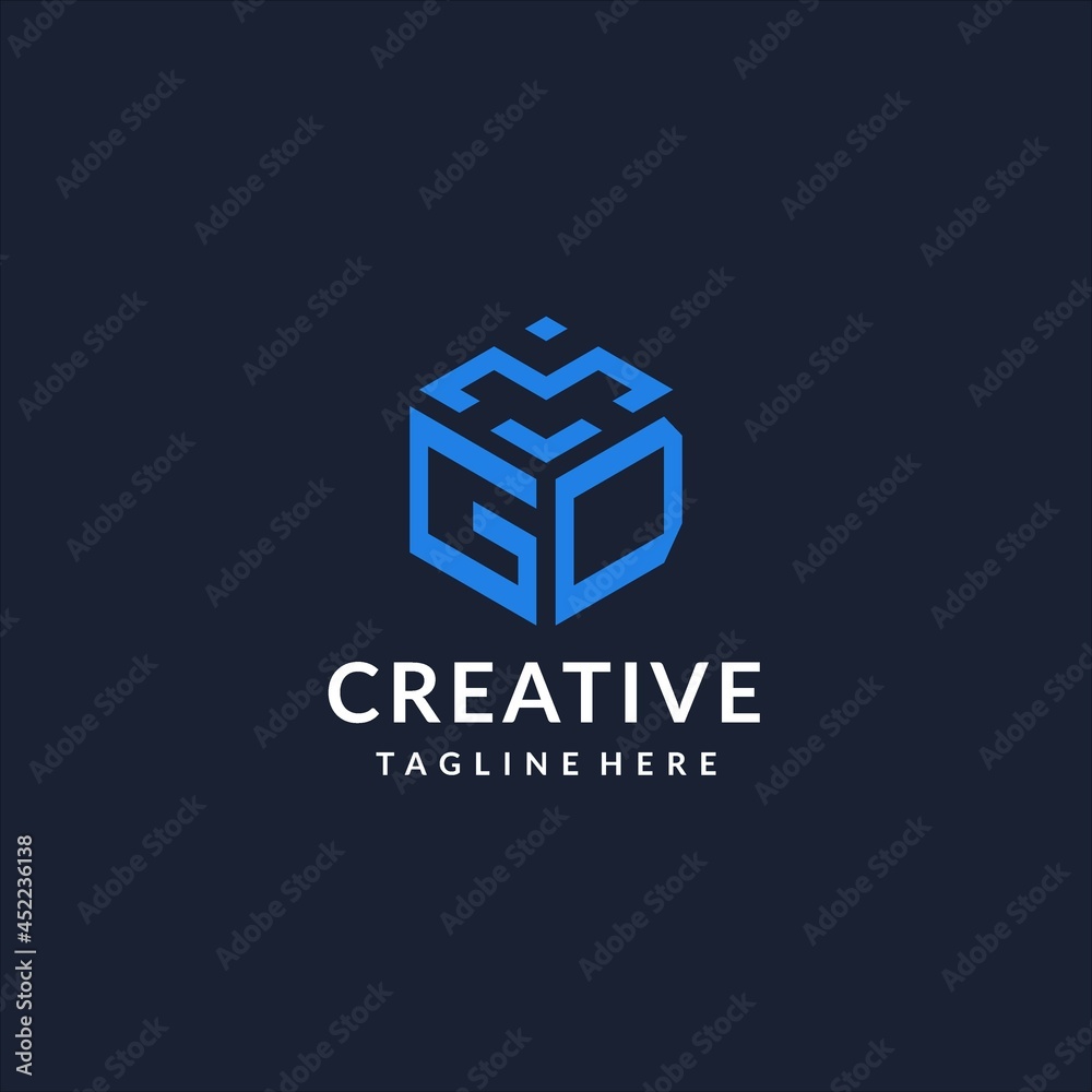GD logo hexagon designs, best monogram initial logo with hexagonal ...