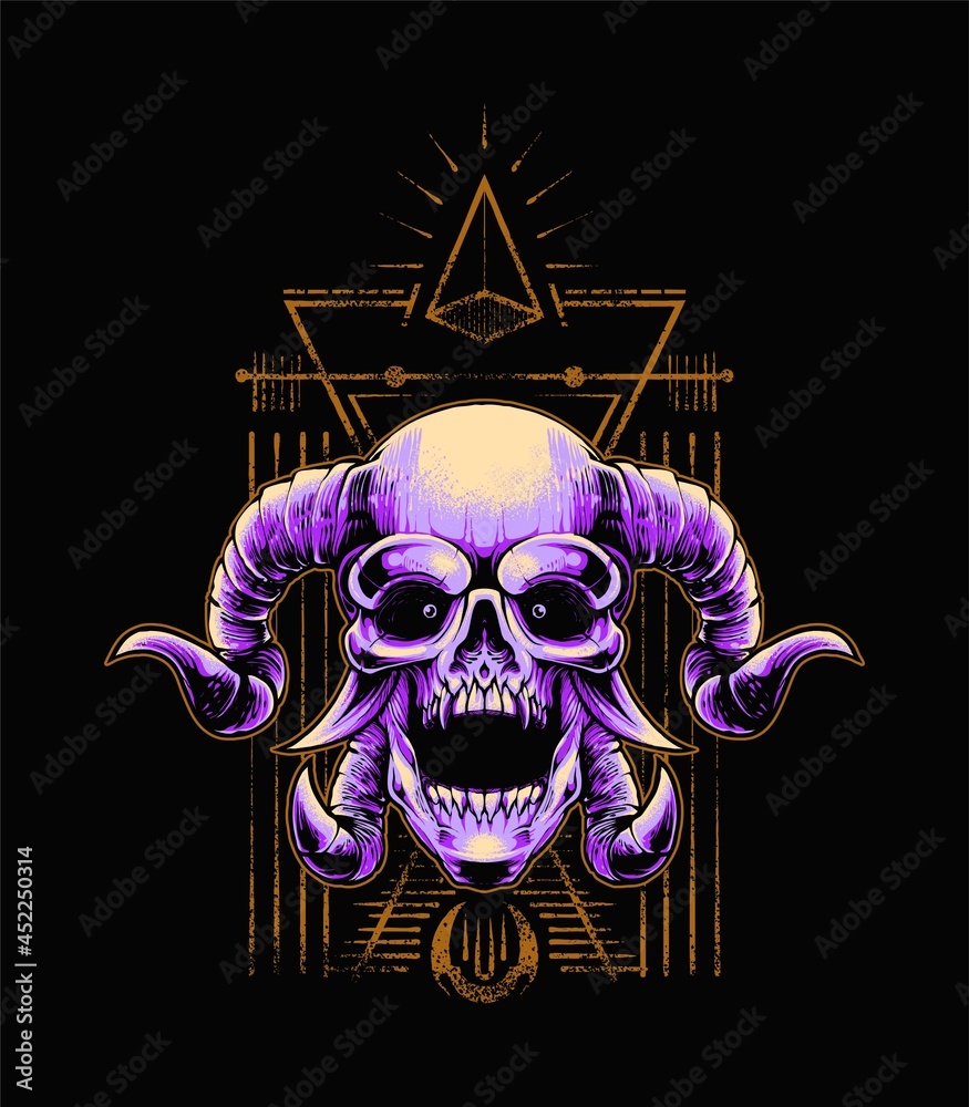 oni Skull Illustration with ornament premium vector Stock Vector ...