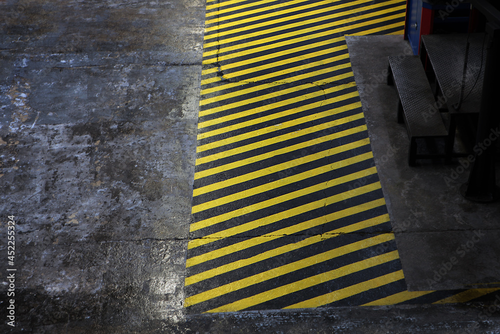 Safe place to move around in the factory. Safety signs and signal ...