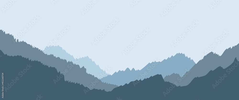 Blue forest on the mountain landscape vector illustration besr for ...