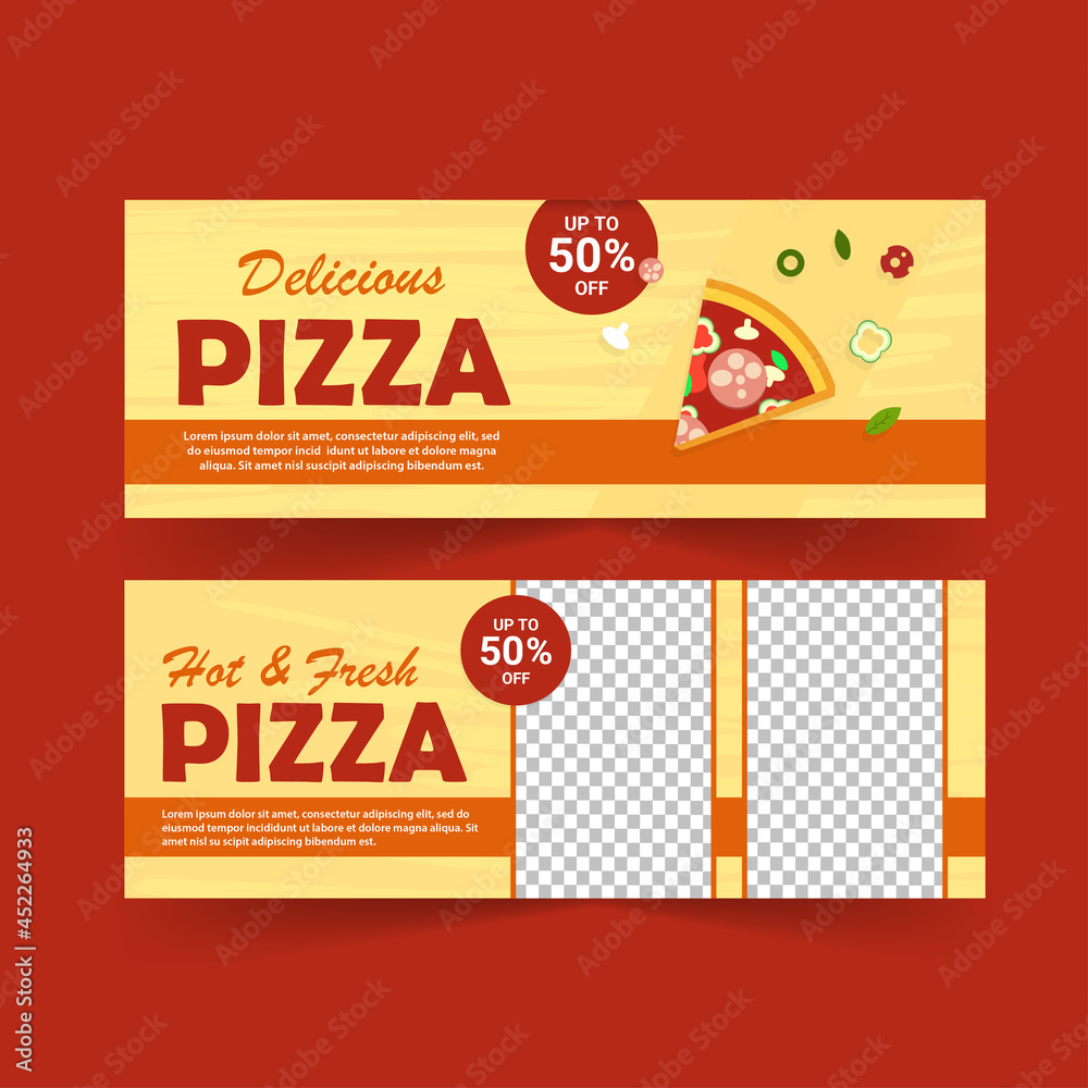 Promotional banner template for pizza advertisement. Stock Vector ...
