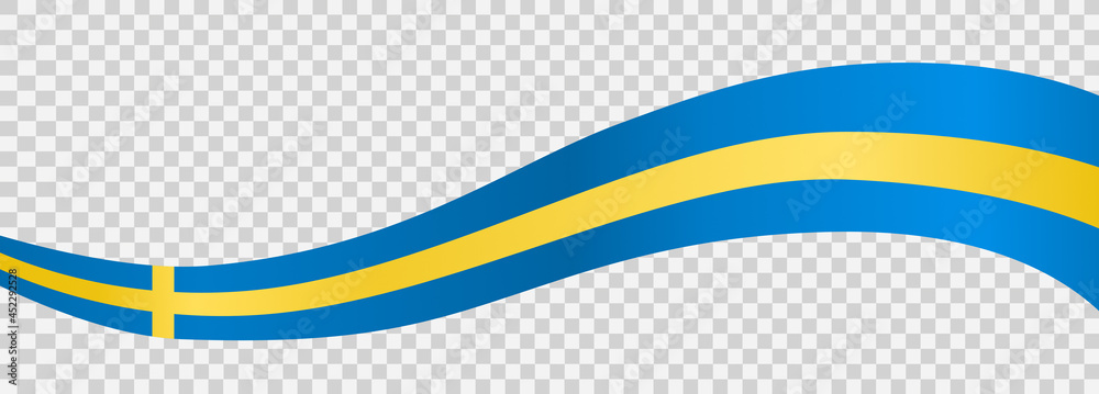 Waving flag of Sweden isolated on png or transparent background,Symbol of Sweden,template for ...