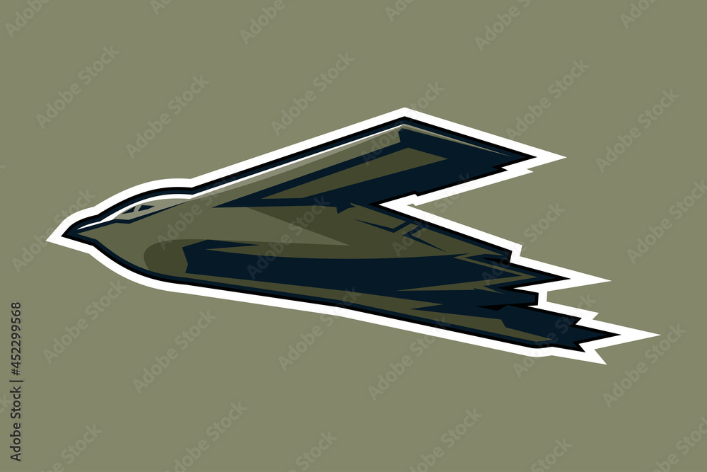Modern times American Stealth Bomber jet icon vector illustration ...
