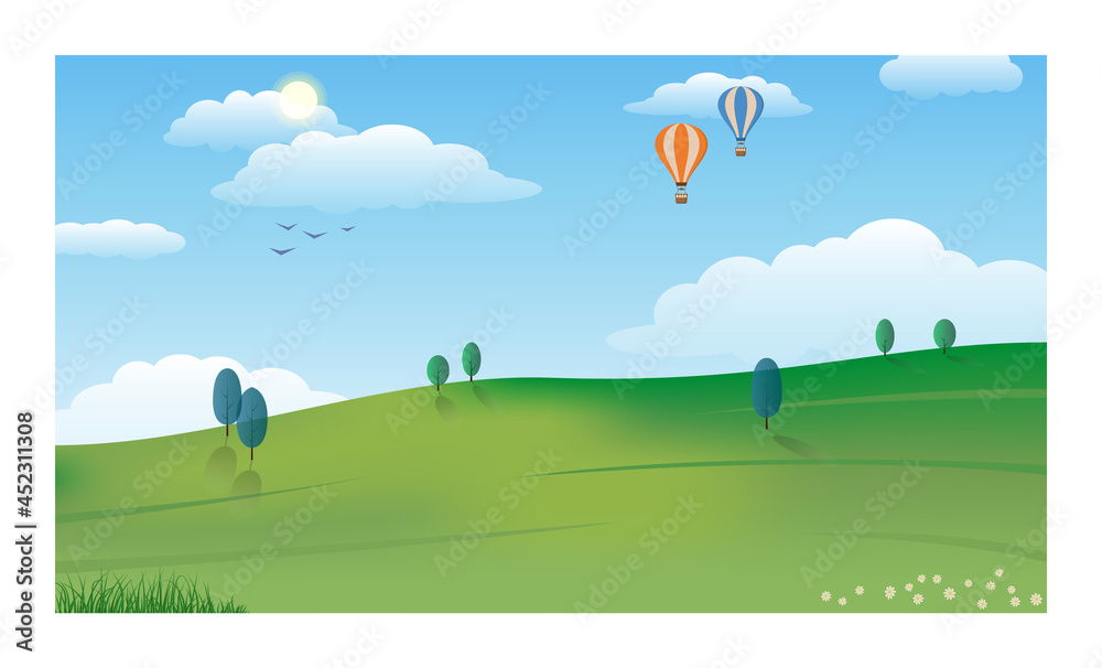 Calm landscape. Cartoon style. Vector illustration. Isolated white ...