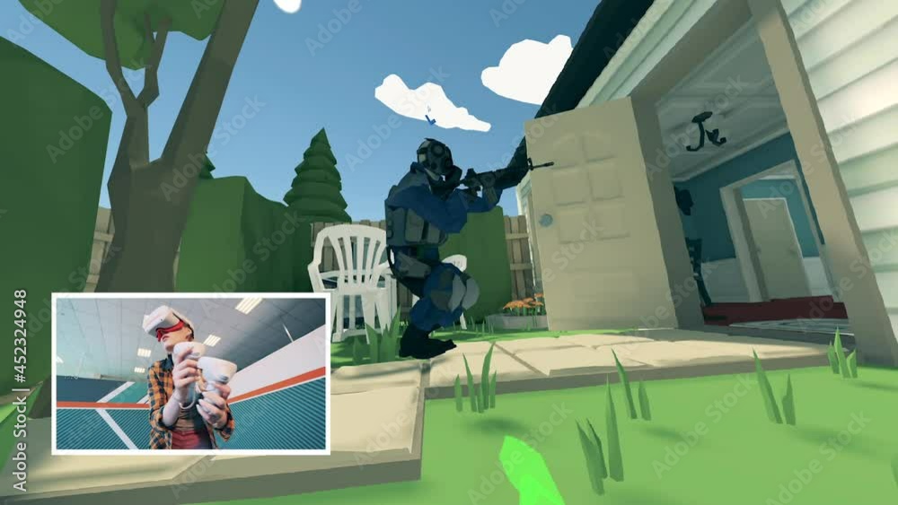 Augmented reality, futuristic gaming technology, virtual 3D video game ...