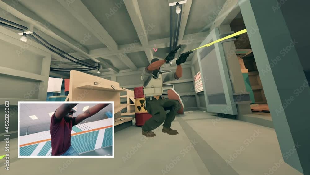 Augmented reality, futuristic gaming technology, virtual 3D video game ...