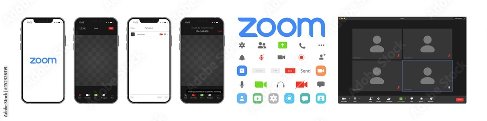 Zoom Video Communications. Zoom logo. Application for video ...