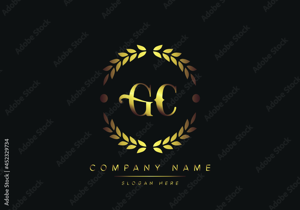 letters GC monogram logo, gold color, luxury style, Vector Illustration ...