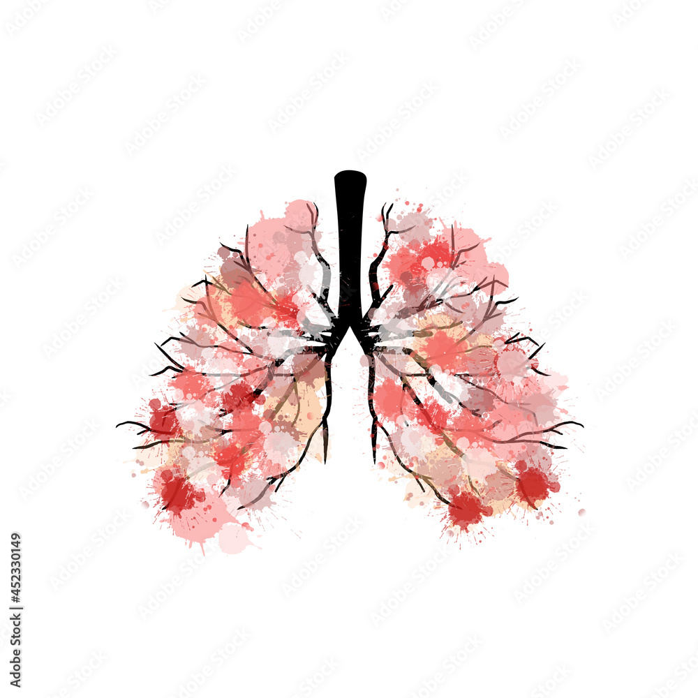 Healthy Lungs with watercolor paint splatter Stock Vector | Adobe Stock