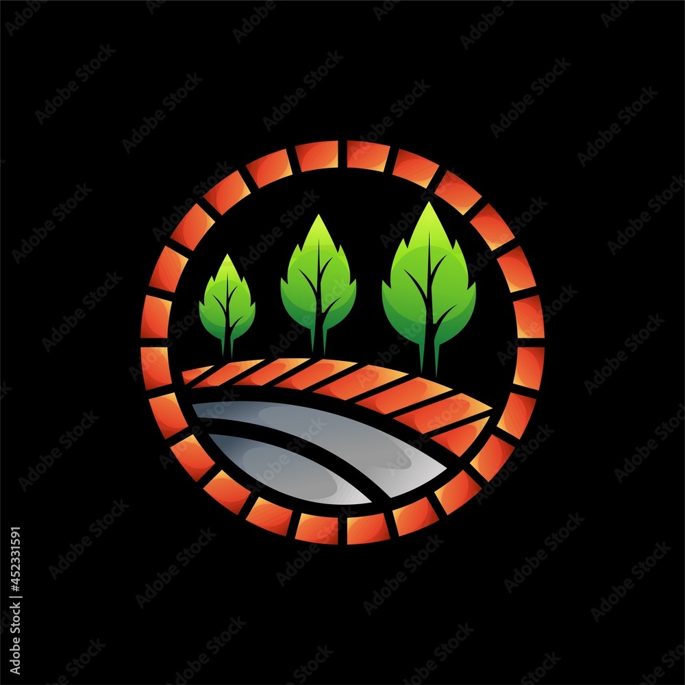 block paving logo with sidewalk concept Stock Vector | Adobe Stock