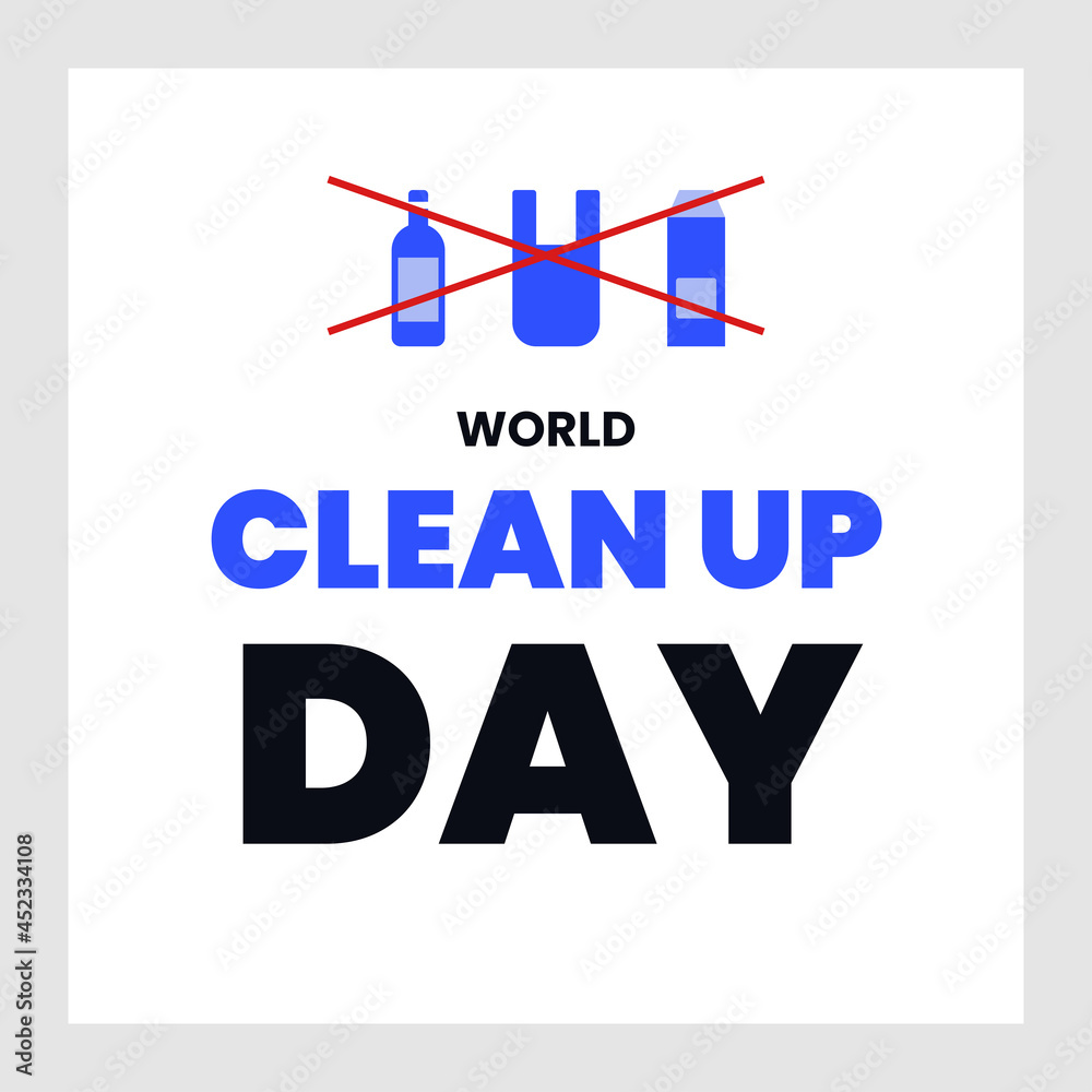 world clean up day cute typography vector for social media, poster and ...