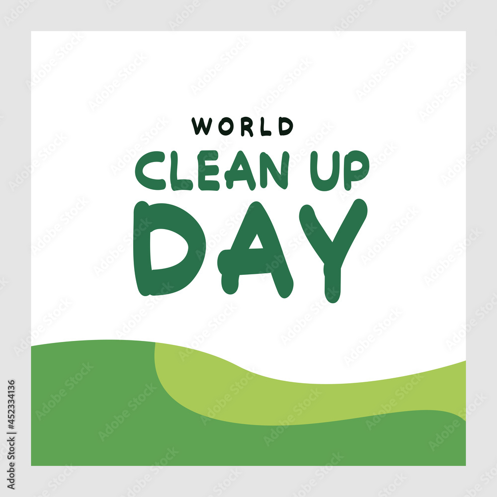 world clean up day cute typography vector for social media, poster and ...