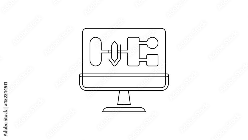 Black Line Algorithm Icon Isolated On White Background Algorithm Symbol Design From Artificial