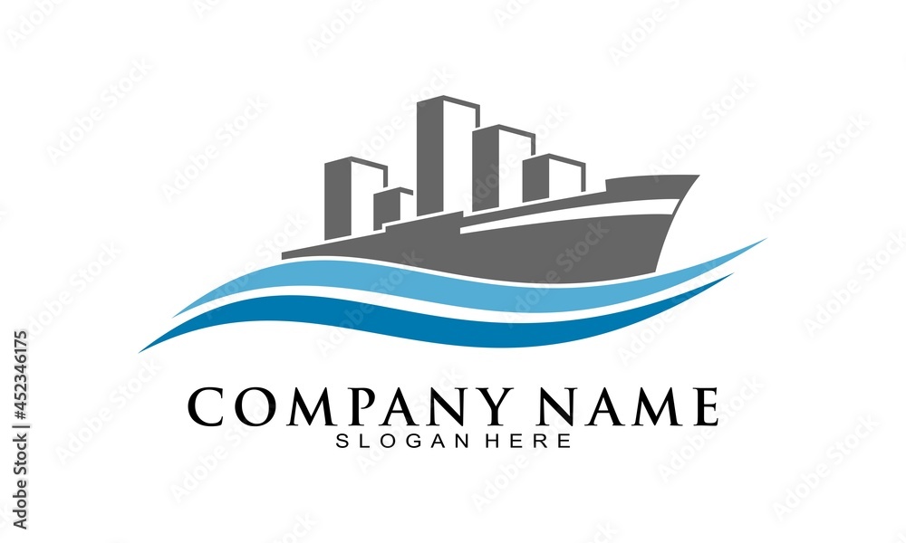 Cargo ship logo design เวกเตอร์สต็อก | Adobe Stock
