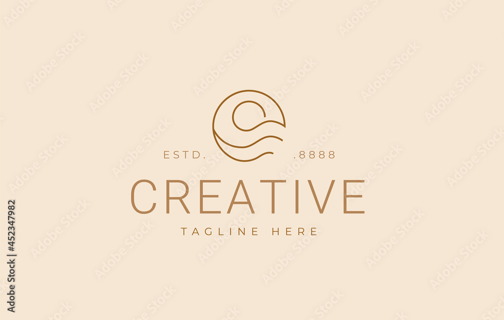High Tide Sea logo design. Vector illustration of abstract wave with ...
