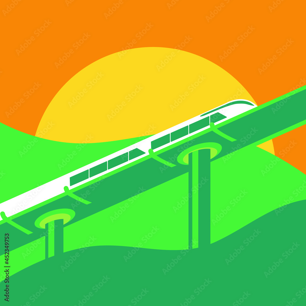 Riyadh, KSA: Illustration for National Day of Saudi Arabia. Fast Train ...