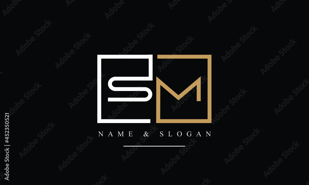 SM, MS, S, M abstract letters logo monogram Stock Vector | Adobe Stock