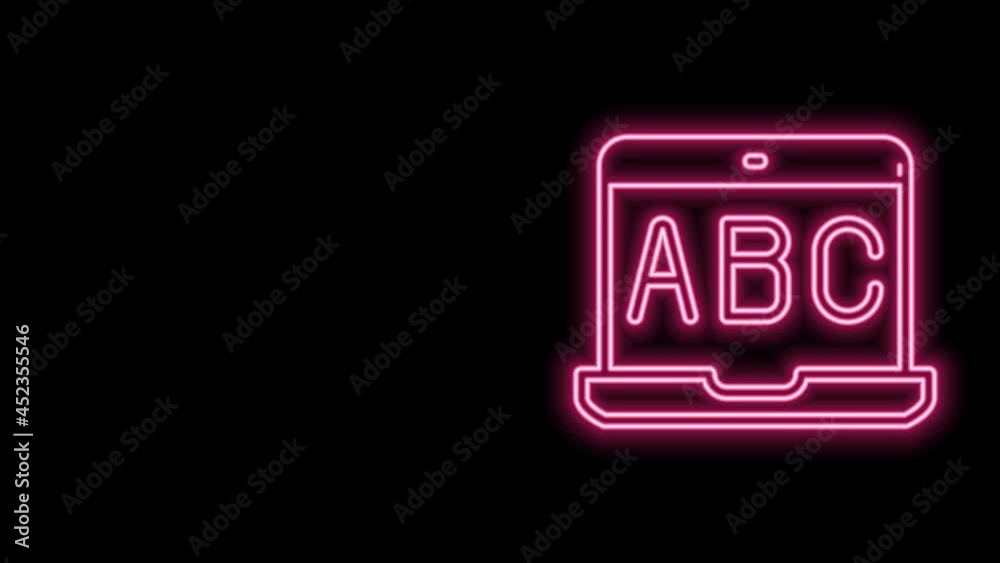 Glowing neon line E-learning of different foreign languages icon ...