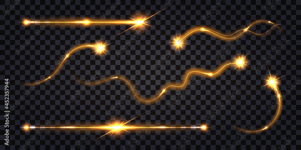 Ekectric discharge shock effect. Golden light swirl and flash with ...