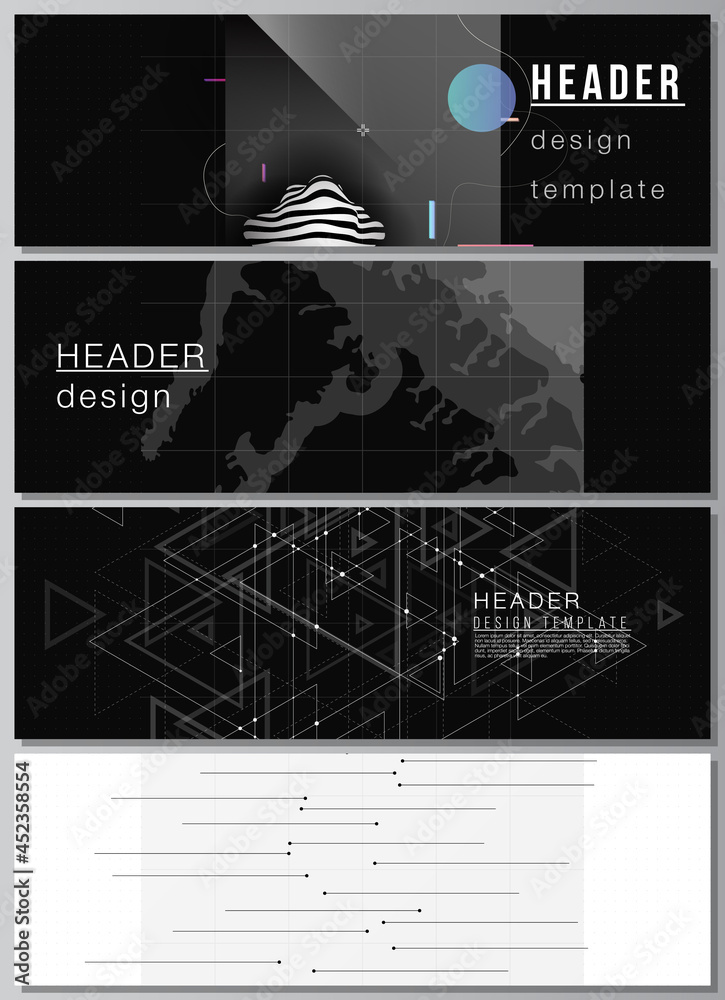 Vector layout of headers, banner design templates for website footer ...