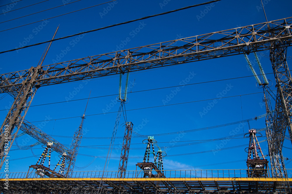 High-voltage power transformer substation Stock Photo | Adobe Stock