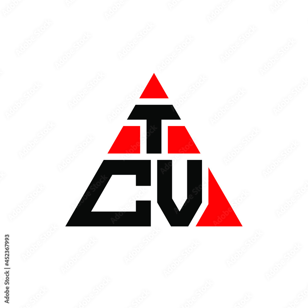 TCV triangle letter logo design with triangle shape. TCV triangle logo ...