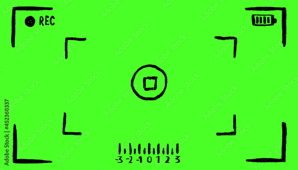 Camera Frame viewfinder screen doodle mockup. Simple hand drawn video ...