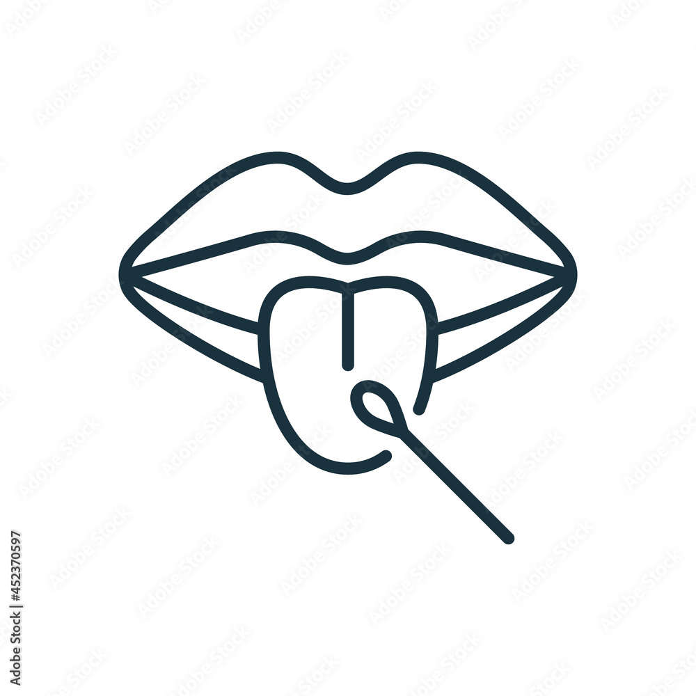 Vetor de Laboratory Research of Mouth Saliva Swab Line Icon. Dna Test ...