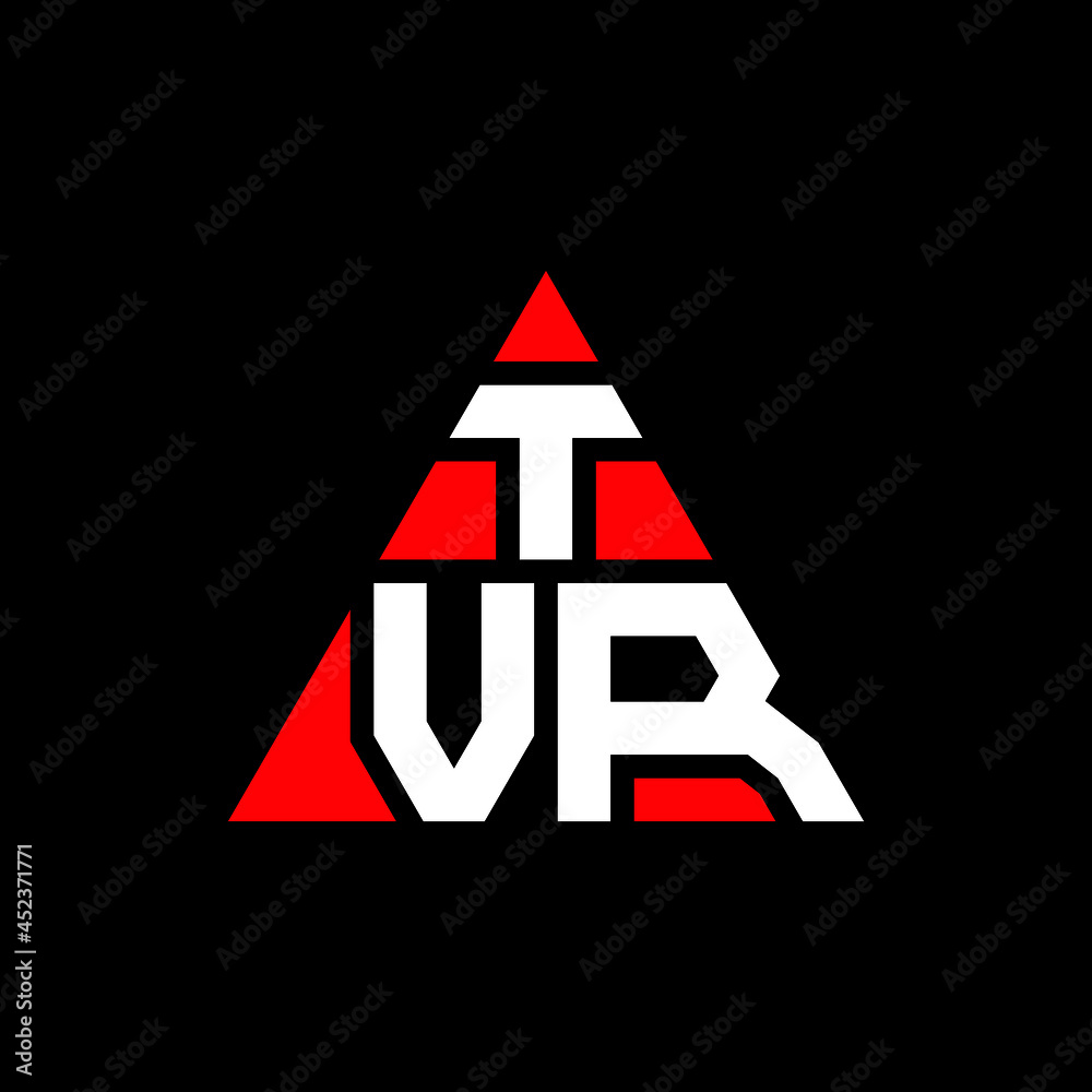 TVR triangle letter logo design with triangle shape. TVR triangle logo ...