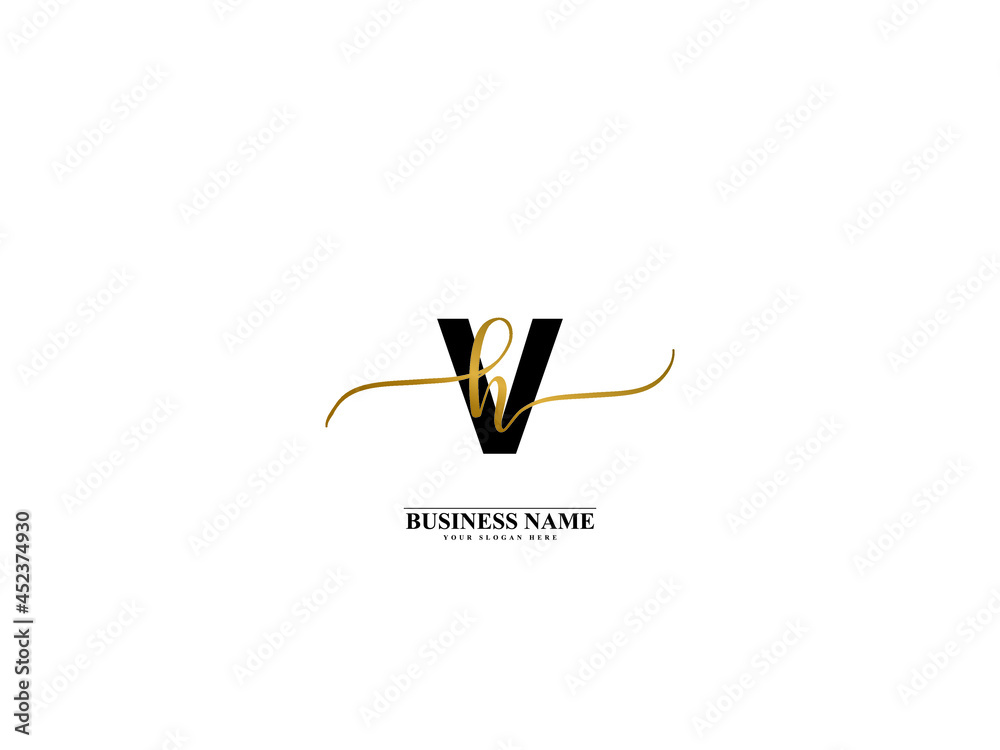 Letter VH Logo, creative vh hv signature logo for wedding, fashion ...