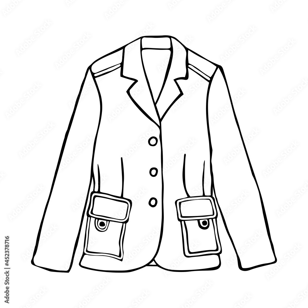 Hand Draw blazer line. Men jacket. Linear doodle .style men's blazer ...