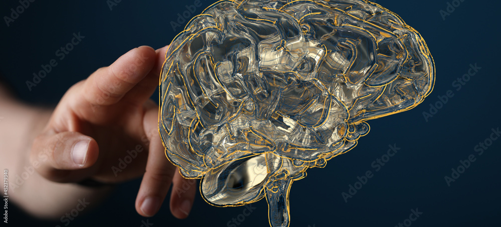 Brain. Low poly abstract digital human brain. Neural network. IQ ...