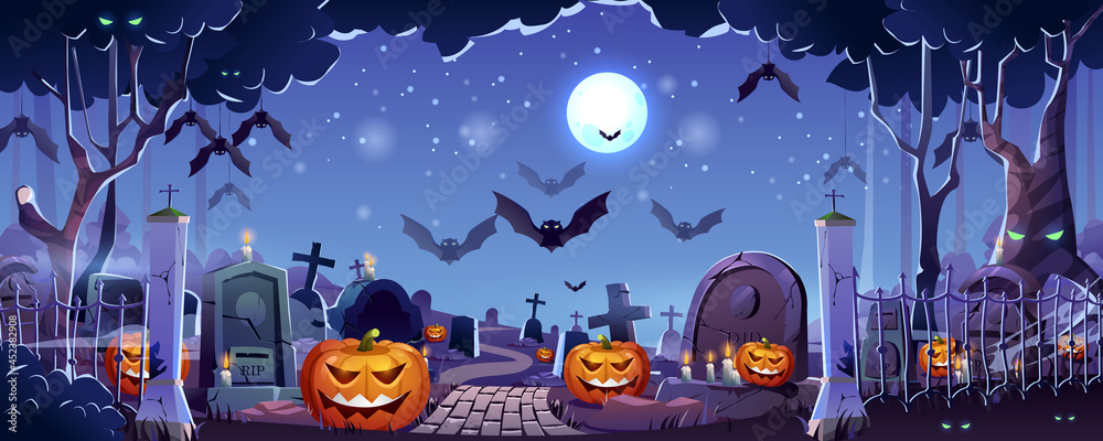Creepy Graveyard Cartoon