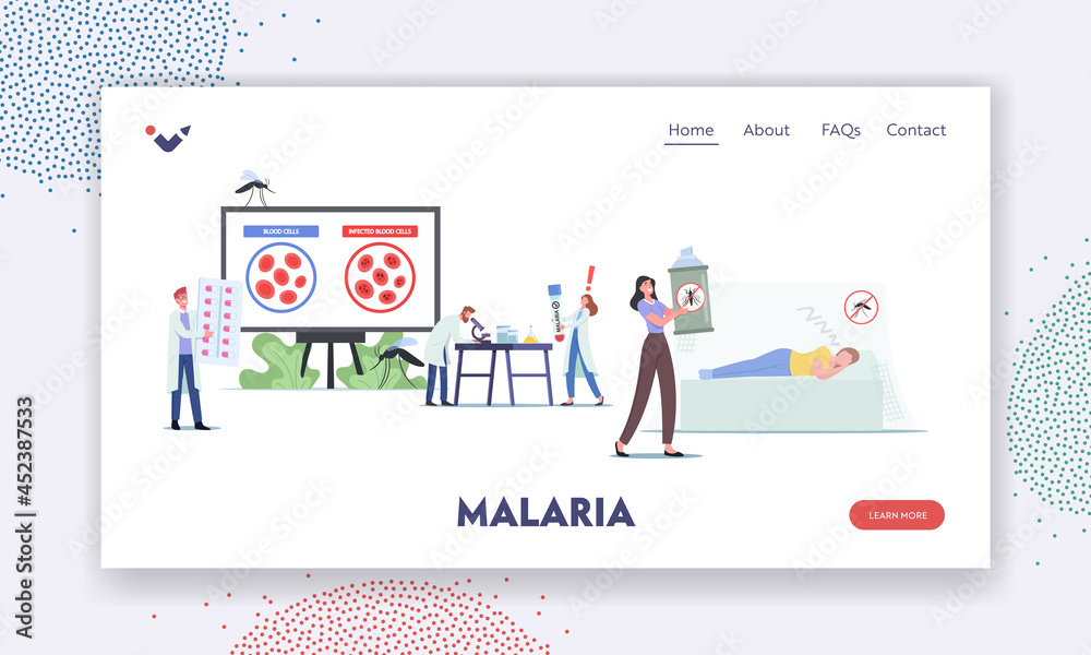 Malaria Landing Page Template. Scientists Characters Learning Malaria ...