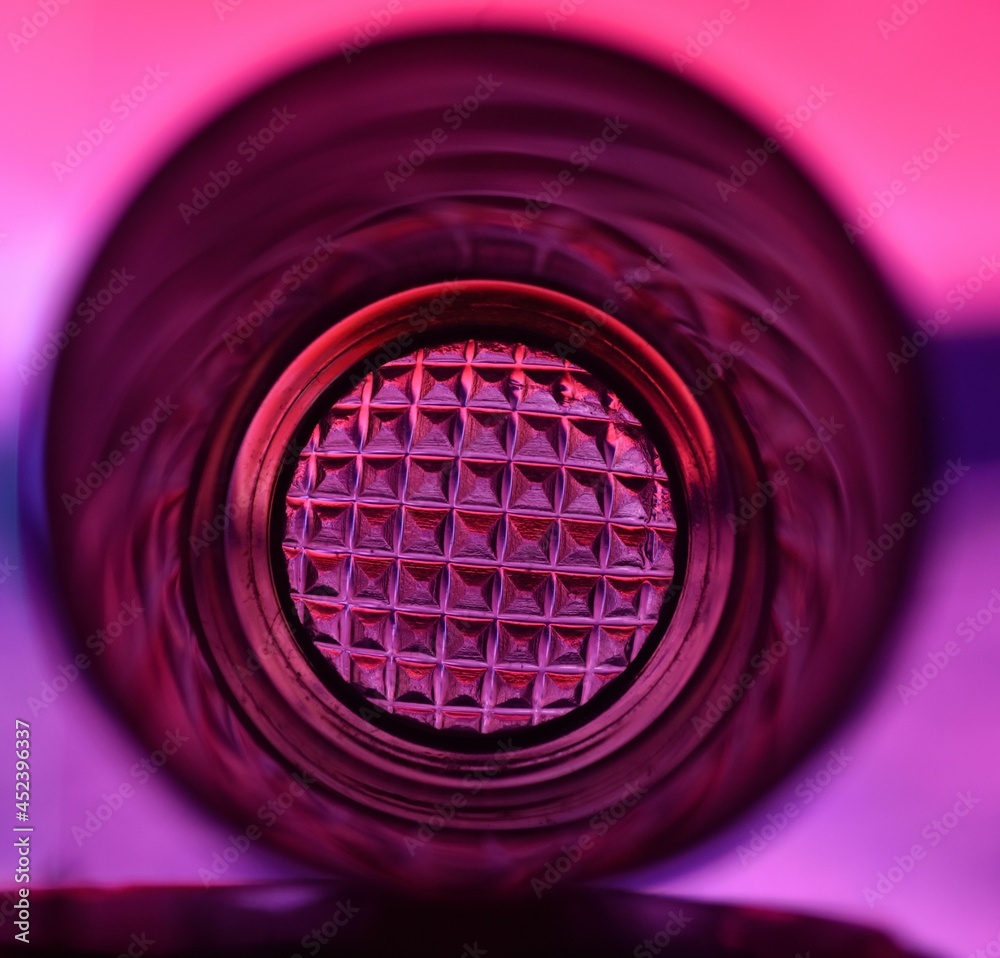 Pink light texture with square patterns,at the bottom of the glass ...