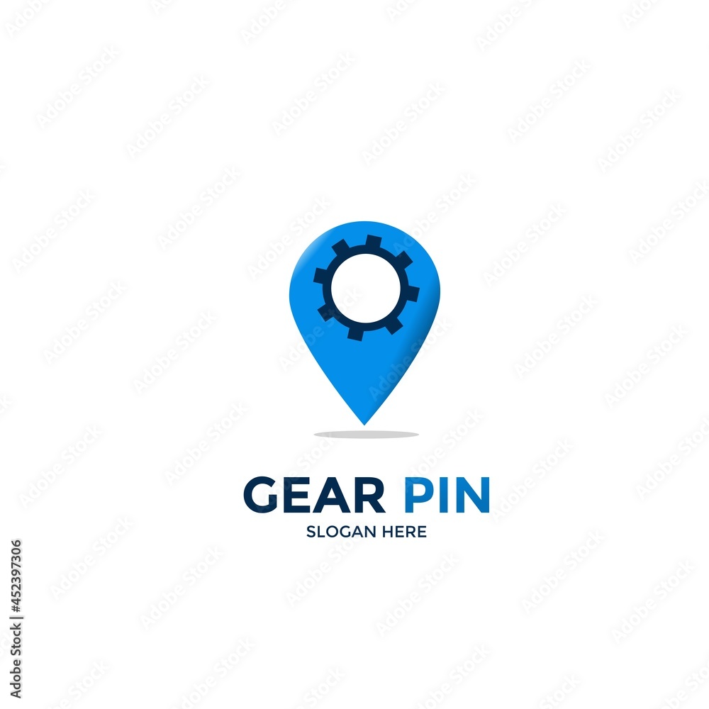 Gear point logo design concept, mechanic pin logo design, icon template ...