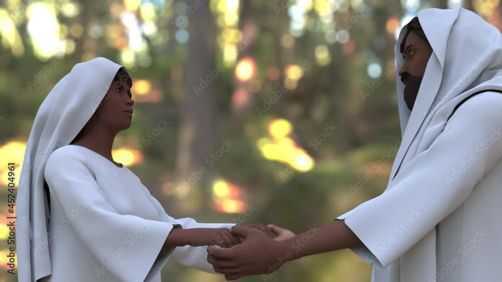 3d characters Yeshua / Jesus and Maria Magdalena with white robe in ...