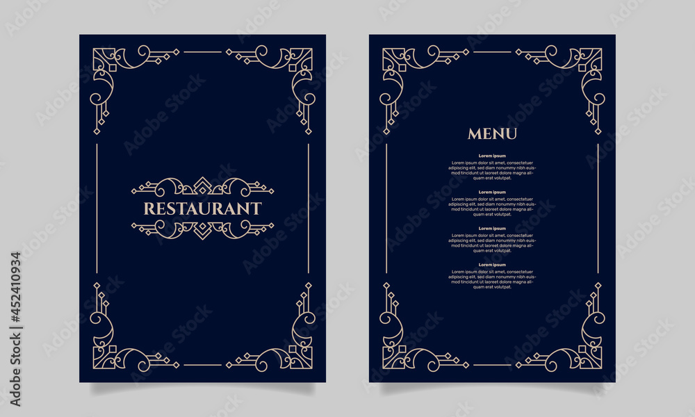 Luxury vintage restaurant food menu card template. - Vector. Stock ...