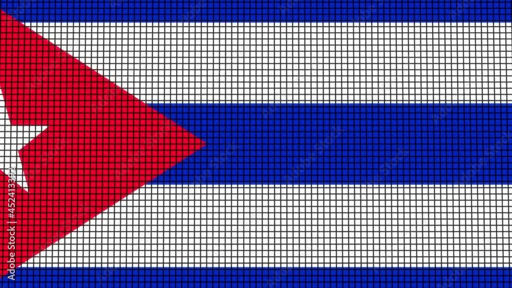 Cuba Flag animated in pixel grid style technology background Stock ...