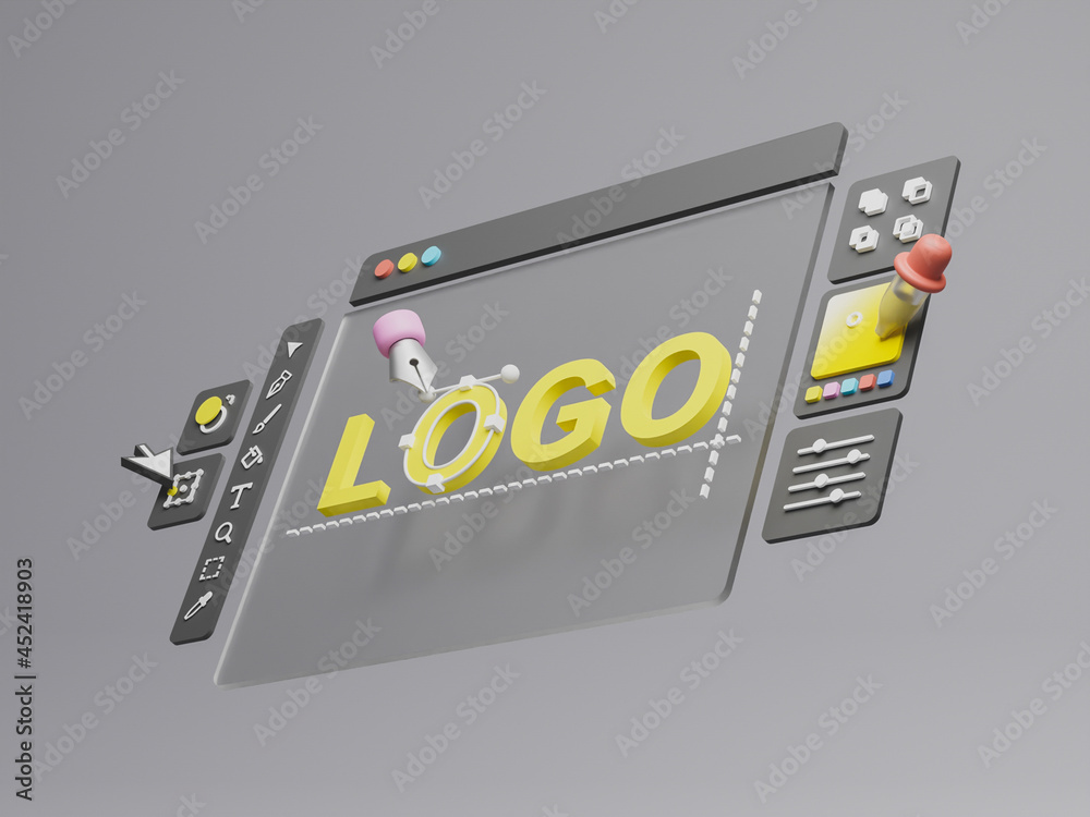 Graphic designer creative creator design logo artwork curve pen tool illustration equipment ...