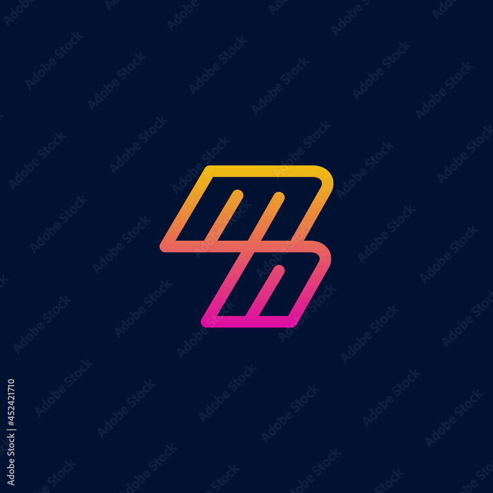 Elegant letter MN logo with three color gradations. modern line logo ...