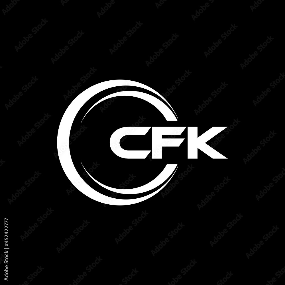 CFK letter logo design with black background in illustrator, vector ...